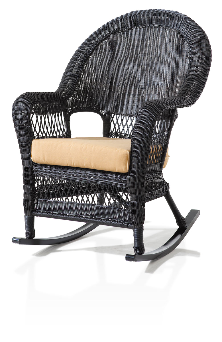 Wicker High Back Rocker - Ebony – Kimco for the Home